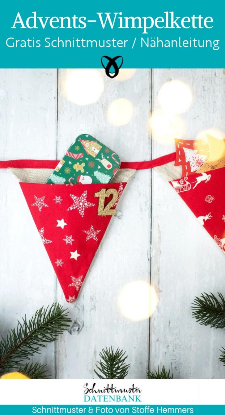 Adventskalender als Wimpelkette - Kostenlose Schnittmuster Datenbank