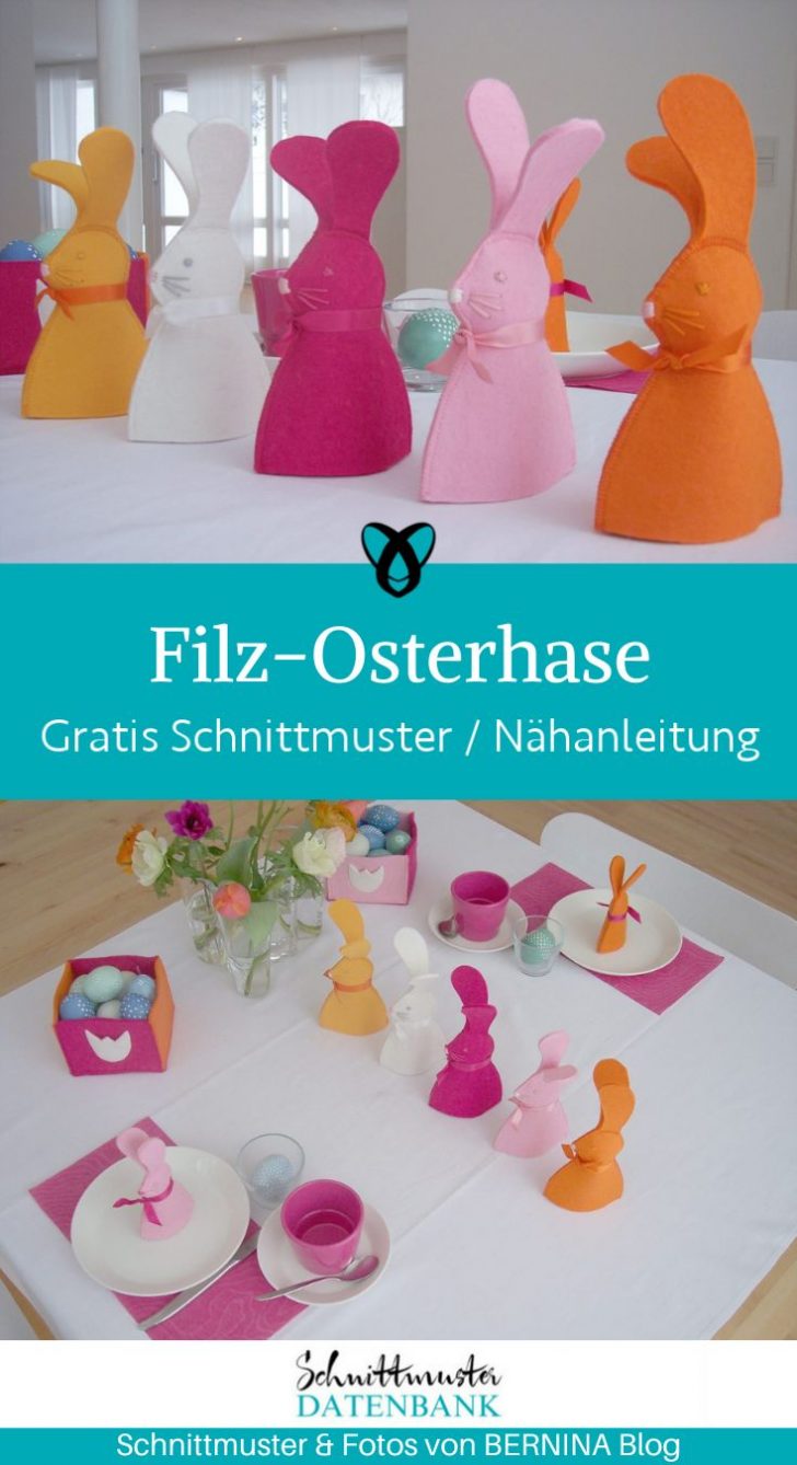 Osterhase aus Filz nähen - Kostenlose Schnittmuster Datenbank