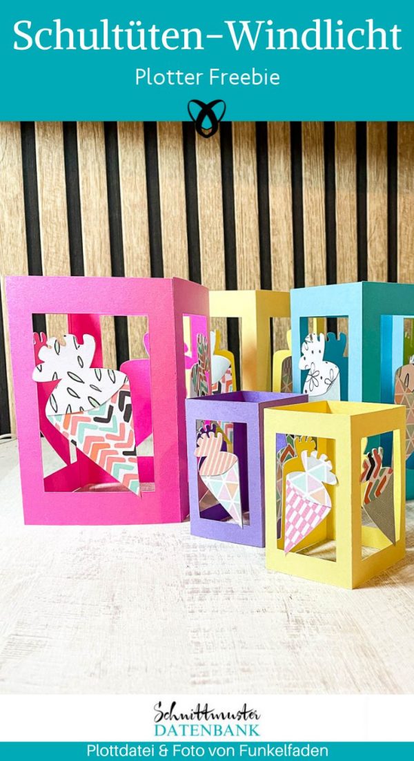 Schultüten-Windlicht Plotter-Freebie - Kostenlose Schnittmuster Datenbank